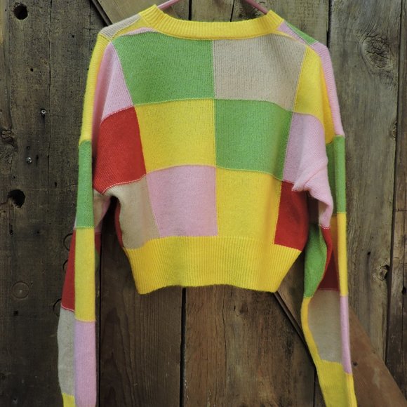 Zara | Sweaters | Zara Color Blocked Cropped Sweater | Poshmark